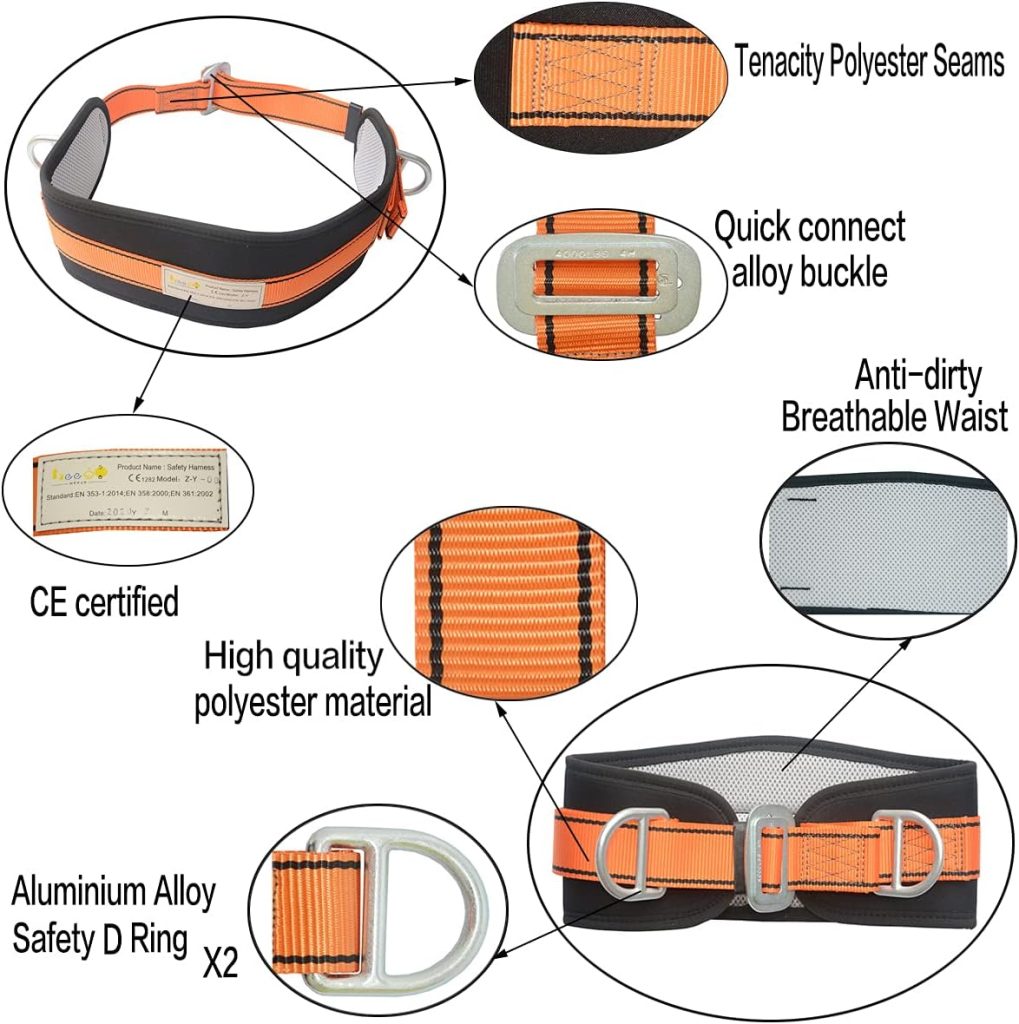 Safety, Climbing Belt, with Hip Pad & 2 D Rings, Personal Protective ...