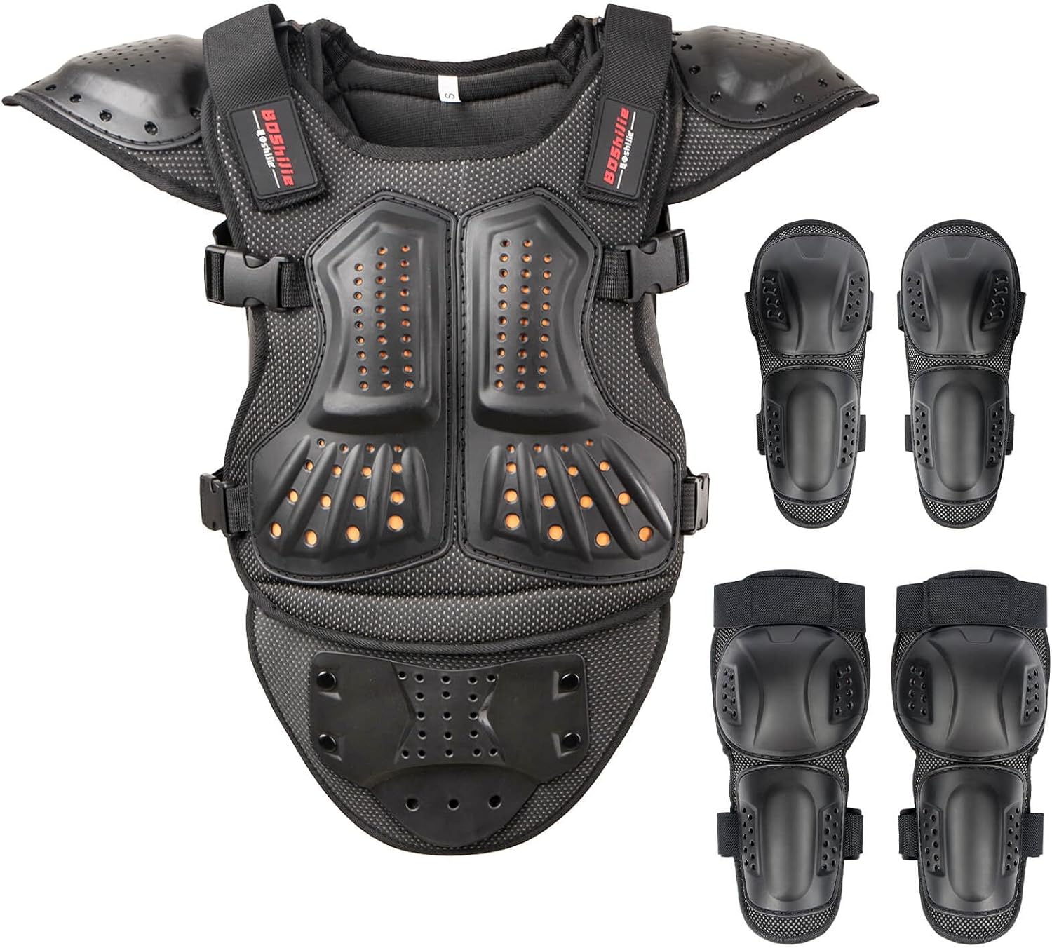 Dirt Bike Vest Suit Knee Eblow Protector for Kids,Chest Back Protector ...